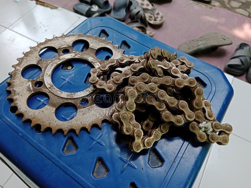 Used Motorcycle Gears and Chains Editorial Image - Image of used, iron ...