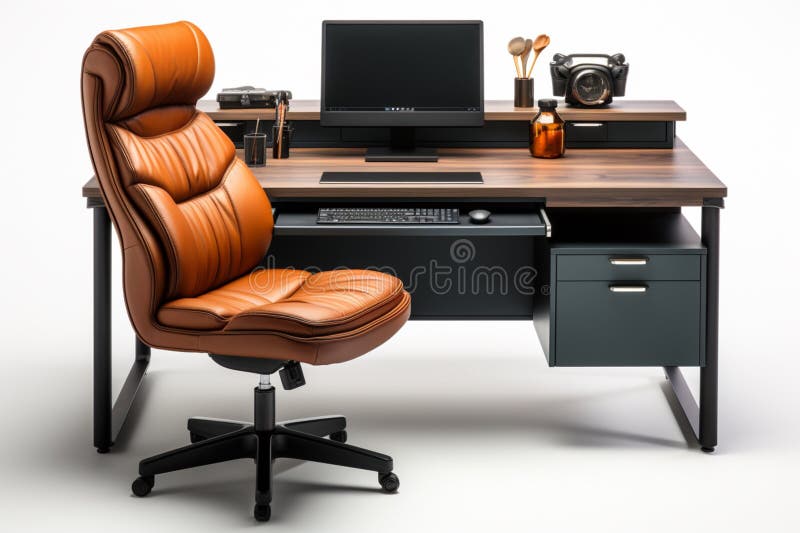 Used Office Workstation on White Background Stock Illustration ...