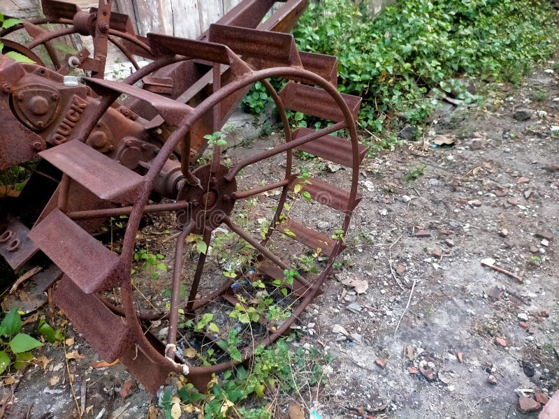 Used Old Tractors Iron Wheel Stock Photo - Image of furniture, backyard ...
