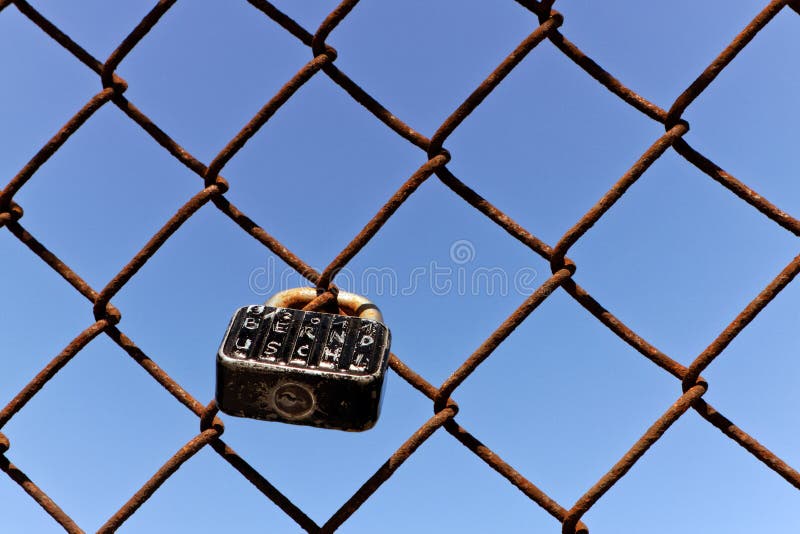 Old Used Padlock on a Blue Rustic with Gdpr Stock Photo - Image of ...