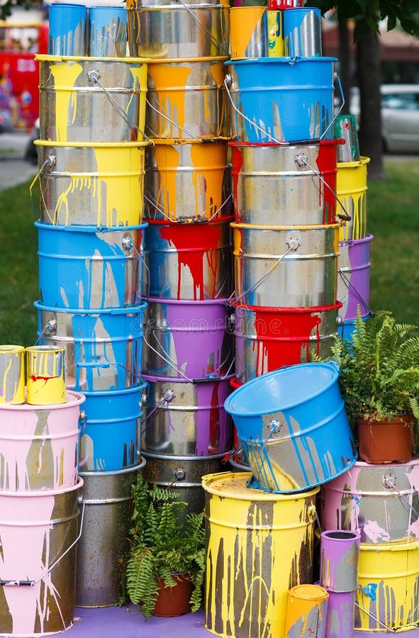 Many Decoration Colored Buckets Stock Photos - Free & Royalty-Free ...