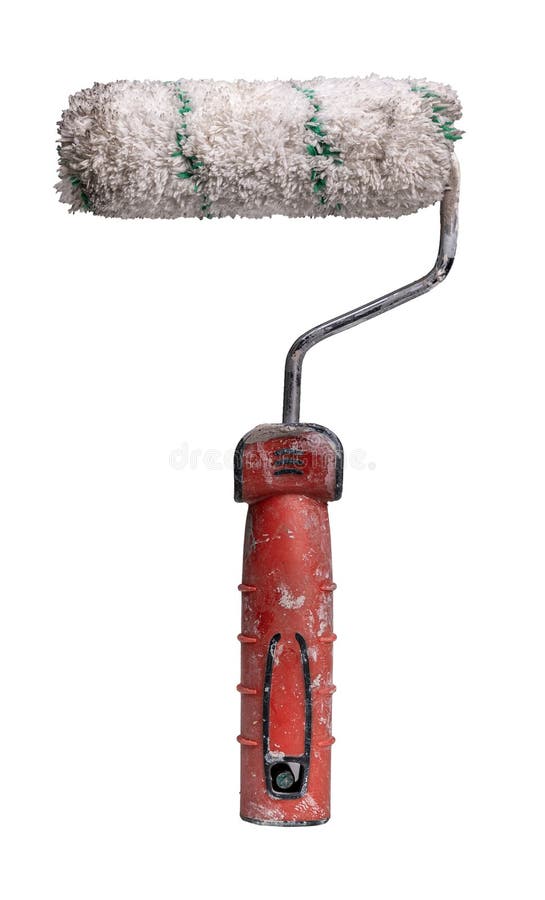 Used Paint Roller with Red Handle Isolated on Transparent Background ...