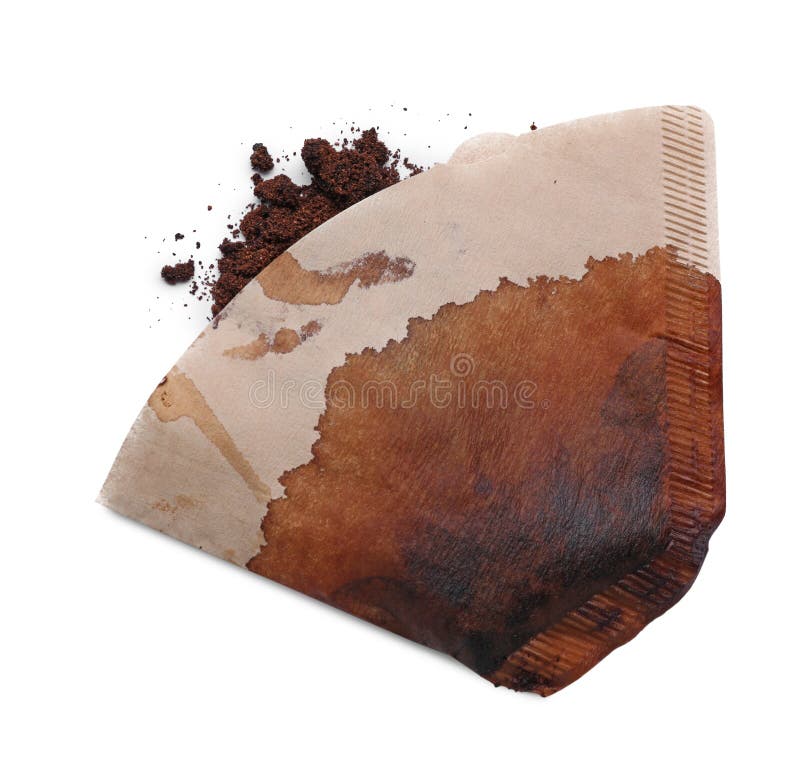 Used Paper Coffee Filter Isolated on White, Top View Stock Photo ...