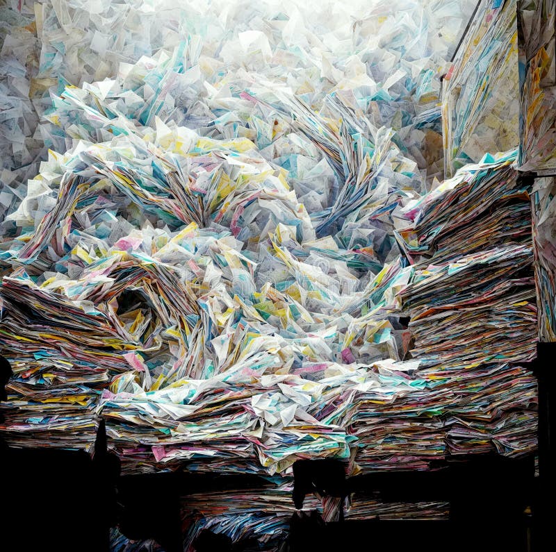 Paper storm in the office stock illustration. Illustration of tide ...
