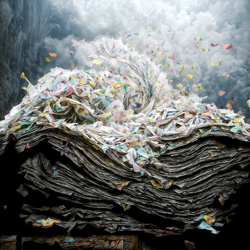Paper storm in the office stock illustration. Illustration of file ...