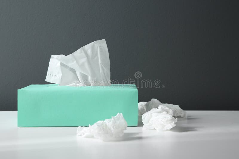 Used Paper Tissues and Box on Table Stock Photo - Image of recycling ...