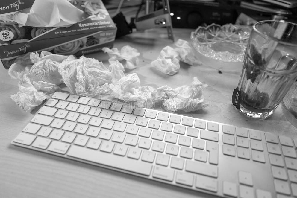 Used Paper Tissues Put Next To a Computer Keyboard Stock Photo - Image ...