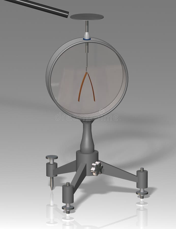 Gold-leaf Electroscope. Physics. 3D Illustration on a Blue Background. Stock Illustration ...