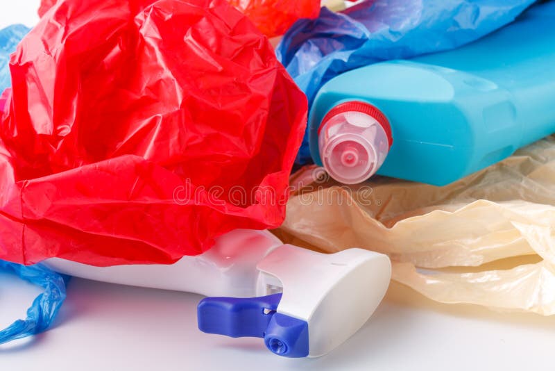Used Plastic Bottles and Bags for Recycling Stock Photo - Image of ...