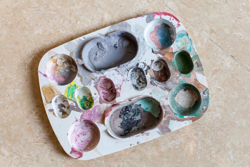 Used Plate Painted Many Colors Stock Photo - Image of paper, watercolor ...