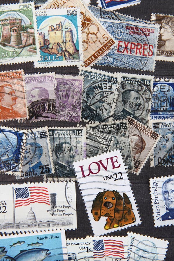 Used Postage Stamps Collection Background Editorial Photography - Image ...