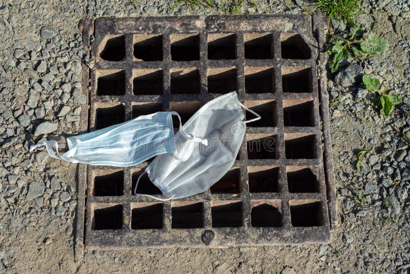 Used Protective Masks on the Ground Stock Photo - Image of ecology ...