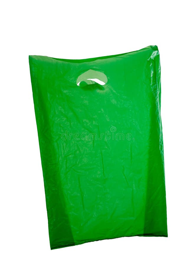 Used and Reused Green Plastic Bag Isolated on White Background Stock ...