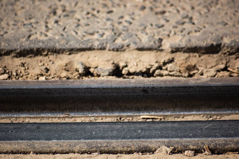 Used rickety rails in road stock image. Image of track - 146465781