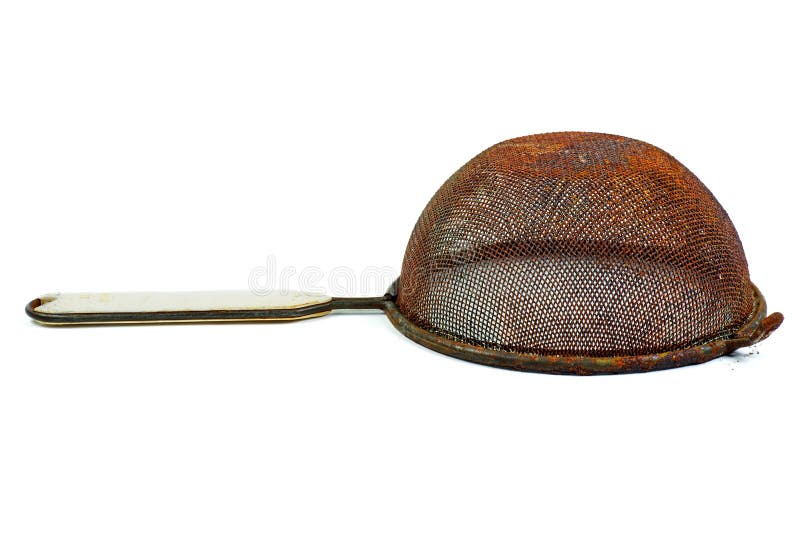 A Used Rusty Broken Sieve Isolated on a White Stock Photo - Image of ...