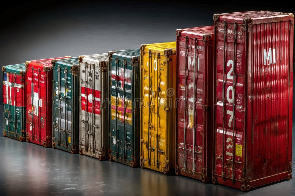 Intermodal Containers Showing Flags of Different Countries Depicting ...