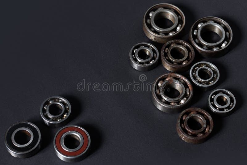 Used Rusty Metal Ball Bearing, Top View Stock Image - Image of ...