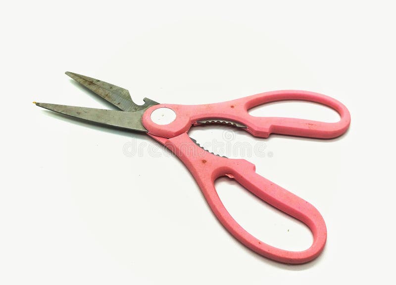 Used Scissors Pink Isolated on White Stock Photo - Image of tools ...