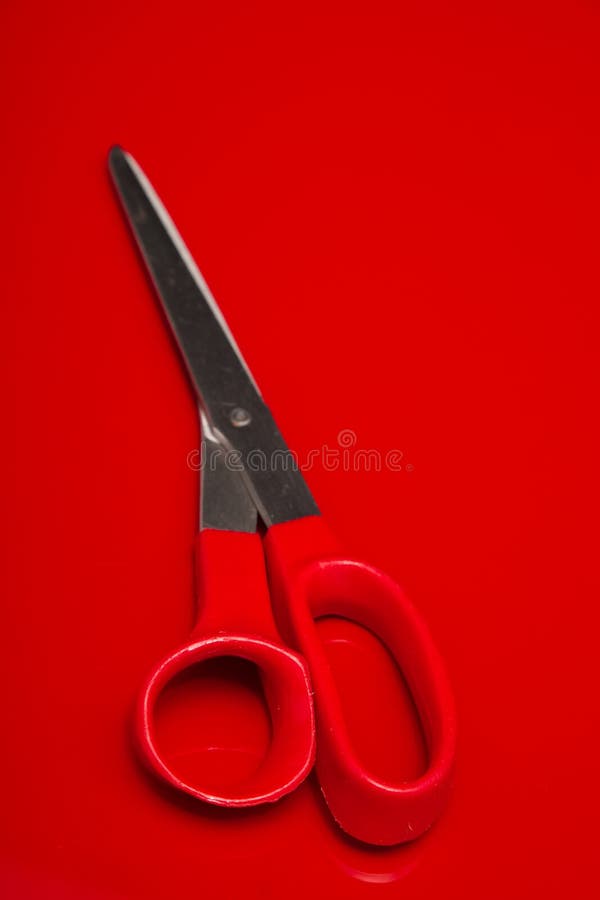 Used Scissors with Red Handles Stock Photo - Image of instrument ...