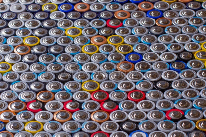 Used in Several Rows Arranged AAA Batteries of Different Colors and ...