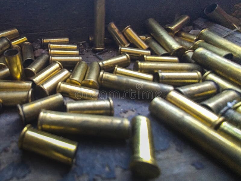 Used Shotgun Cartridges Over Table Stock Image - Image of firearm ...