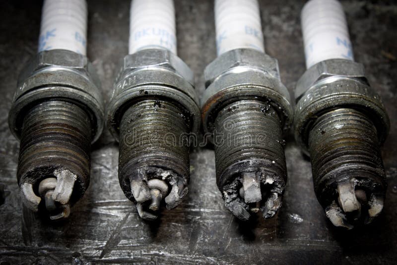 Used spark plugs stock image. Image of garage, male, electrical - 87741655