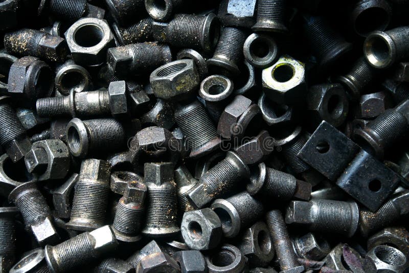 Used and Surplus Nuts and Bolts Stock Photo - Image of aluminum ...