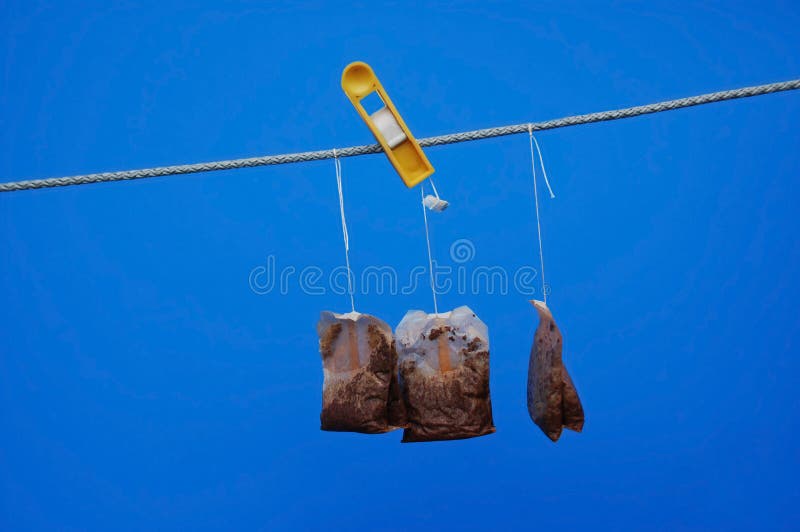 Teabags on a washing line stock photo. Image of conserve - 14186096