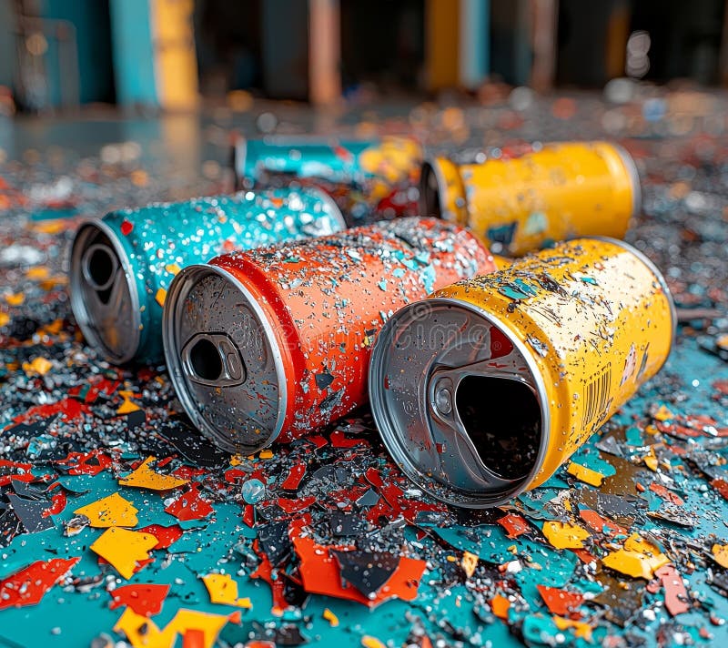 Used Tin Cans Displayed on a White Backdrop, Illustrating a Recycling ...