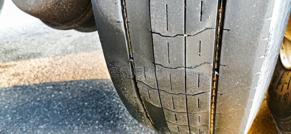 A Used Tire with Visible Signs of Expiration Stock Photo - Image of ...