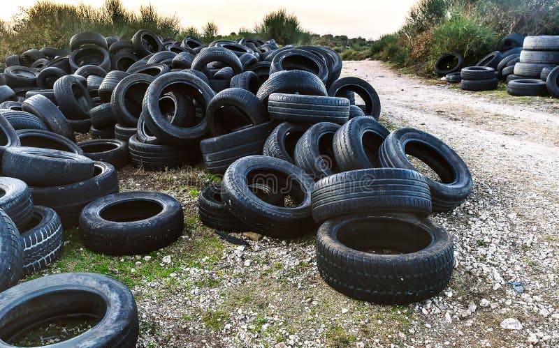 Used Tires in a Recycling Yard Stock Image - Image of recycling ...
