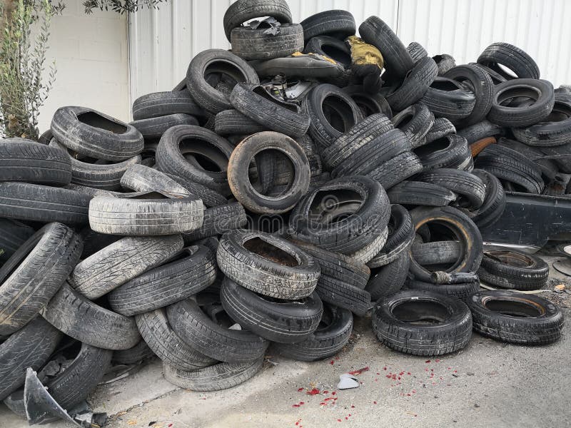 The Used Tires on Waste Scrap Stock Image - Image of automobile ...