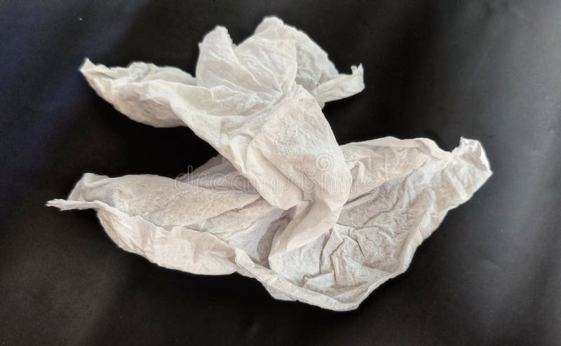 Used Tissue Carelessly Discarded with Black Background Stock Image ...
