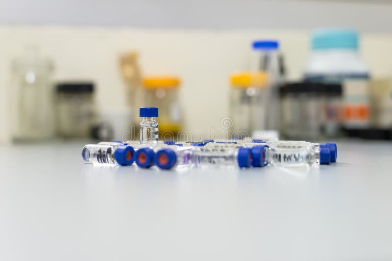 Used Vials in the Analytical Instrument Stock Photo - Image of drugs ...