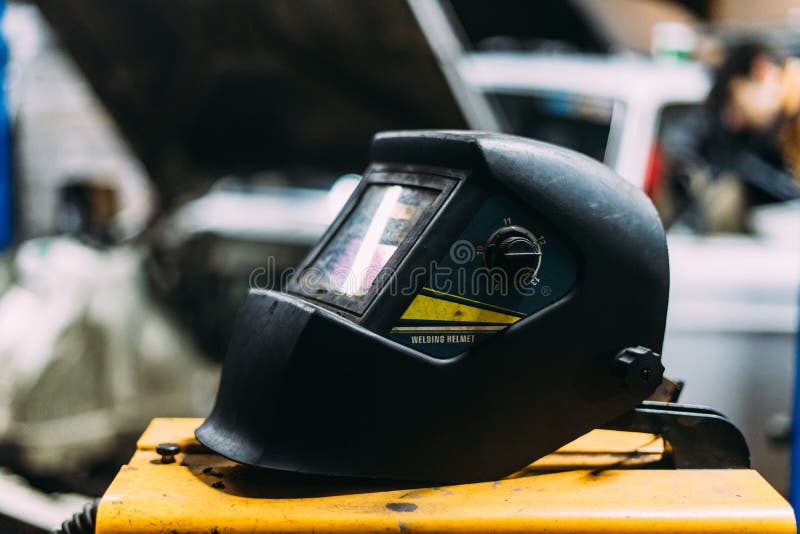 Used welding mask cloth up stock image. Image of mask - 134650933