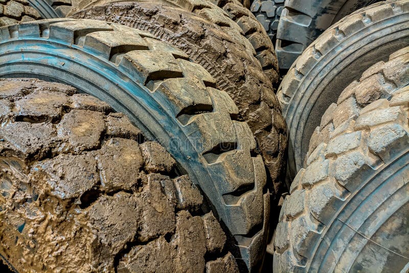 Used Wheel Loader and Truck Tires Stock Photo - Image of maintenance ...