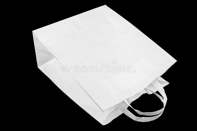 Used White Paper Bag with Handles Isolated on Black Background Stock ...