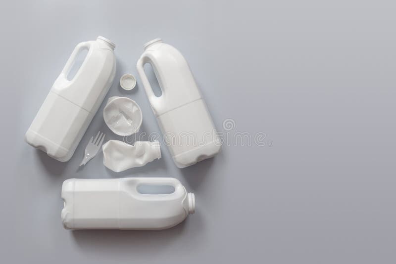 Used White Plastic Packaging for Food on a Gray Background Stock Photo ...