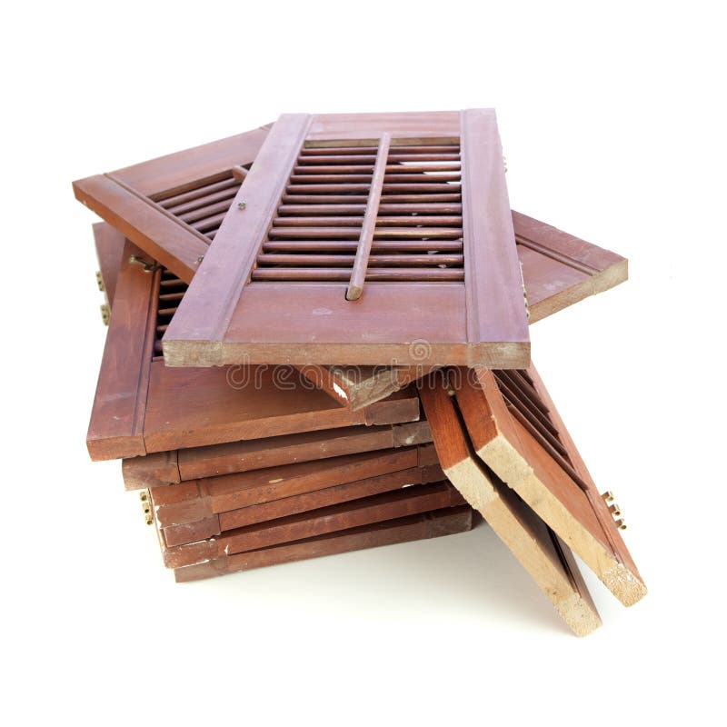 Used Window Shutters - Recycled Building Materials Stock Image - Image ...