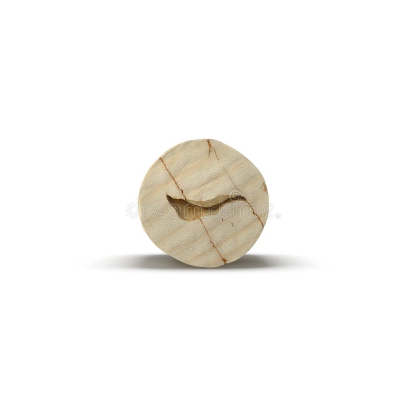 Used Wine Cork on White. Front View. 3D Illustration Stock Illustration ...
