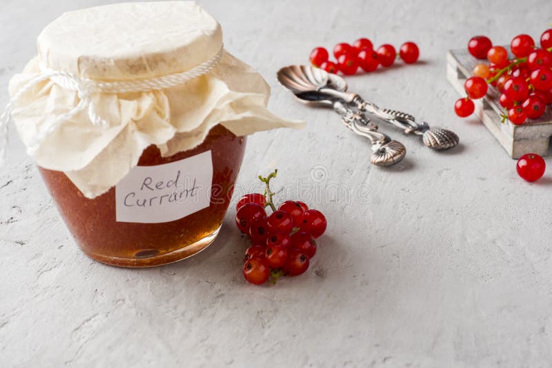 Useful Currant Jam in a Glass Jar. Fresh Red Currant. Stock Image ...