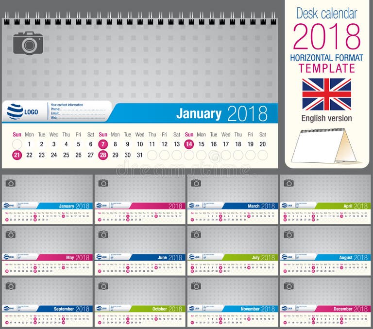 Useful Desk Triangle Calendar 2018 Template, Ready for Printing. Size ...