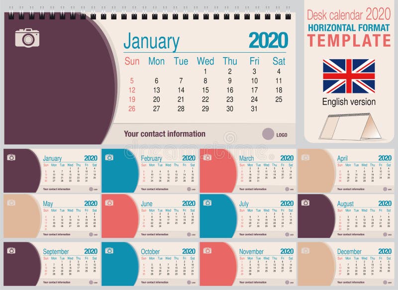 Useful Desk Triangle Calendar 2020 Template, with Space To Place a ...
