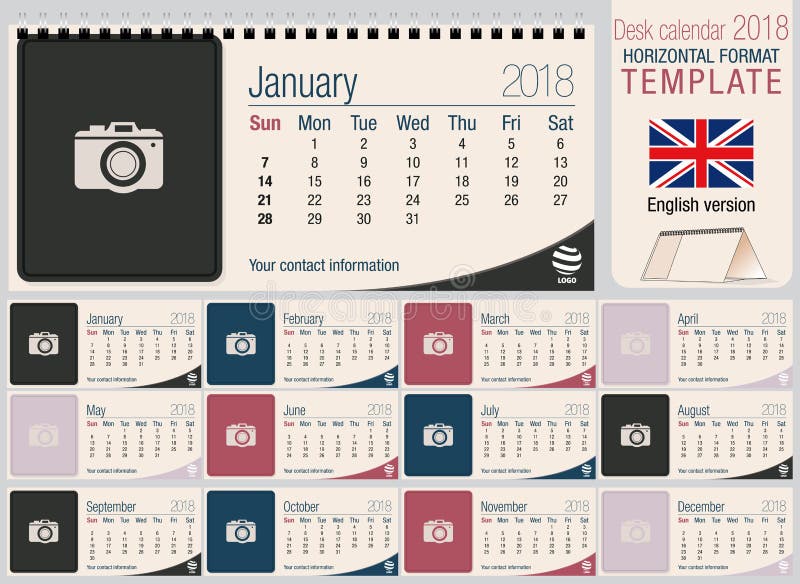 Useful Desk Triangle Calendar 2018 Template with Space To Place Photos ...