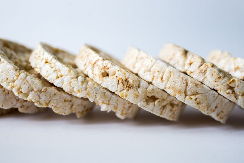 Useful Rice Crisps on a White Background Stock Image - Image of food ...