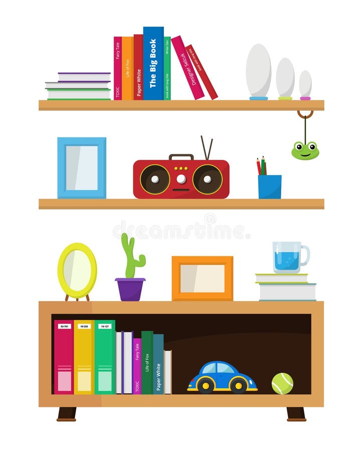 Shelf with objects stock illustration. Illustration of minimalism ...