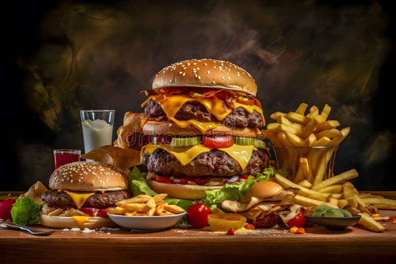 Useless Junk Food Piled Up on the Table. Created Using Generative AI ...