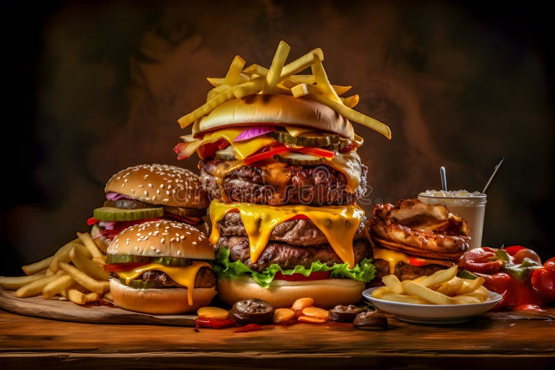 Useless Junk Food Piled Up on the Table. Created Using Generative AI ...