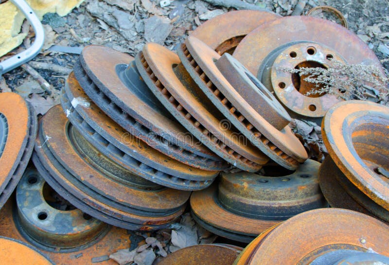 Useless, Old Rusty Brake Discs Stock Image - Image of brake, recyclable ...