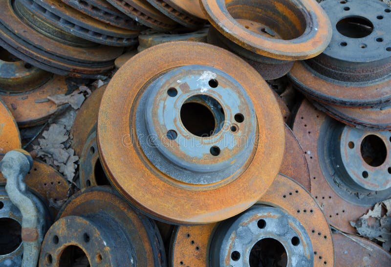 Useless, Old Rusty Brake Discs Stock Image - Image of spring, axle ...